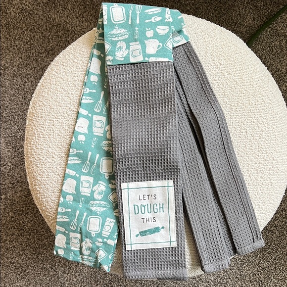 Demdaco | Kitchen | Demdaco Teal And Gray Lets Dough This Kitchen Boa ...